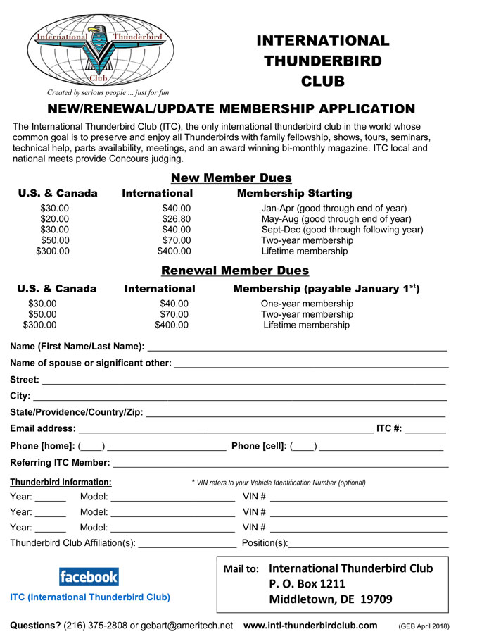 International Thunderbird Club Family Events